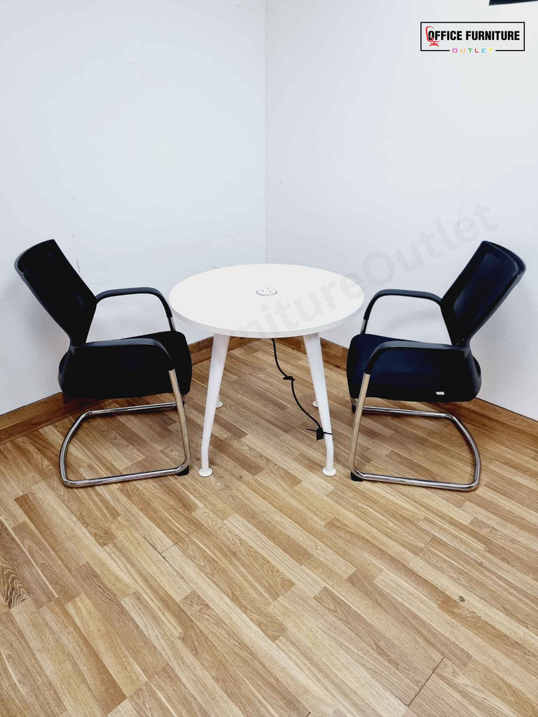 Two-Person Round Meeting Table with Sidiz Chairs