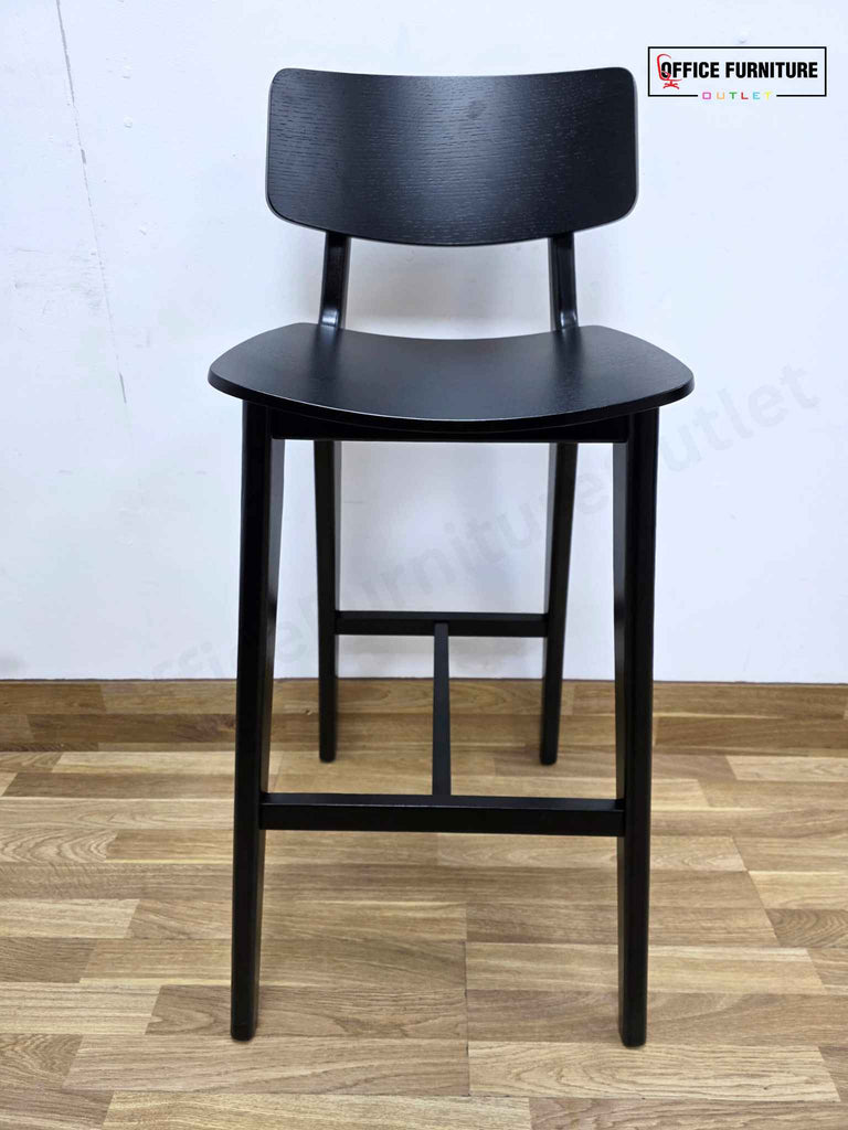 Frovi Scandi Bar Stools – Set of 2 Black Solid Wood Seating