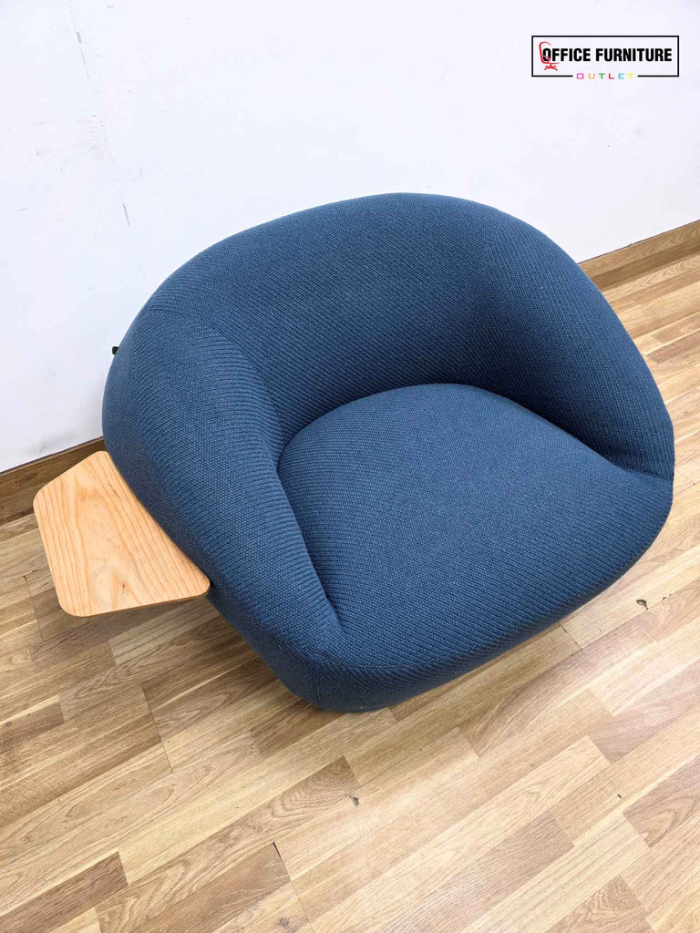 Allermuir Jinx Lounge Chair – Dark Blue with Integrated Side Table