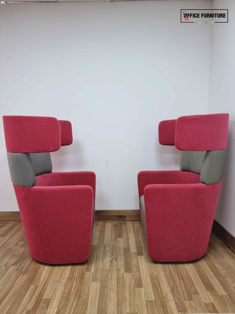 Set of Two Bene Parcs Wing Chairs - Hot Pink/Grey